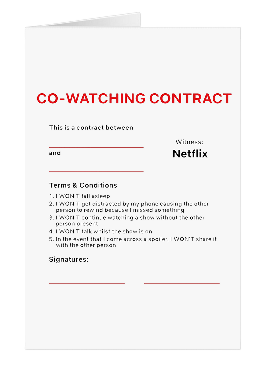 Netflix Card | Netflix and Chill Contract | Valentine's Greeting Card ...